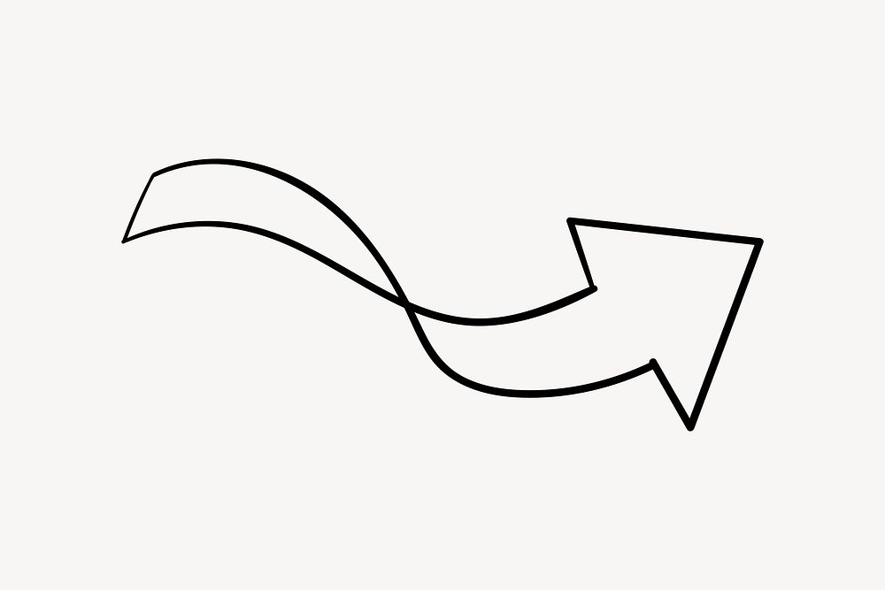 Curved arrow line drawing illustration | Free Vector Illustration ...