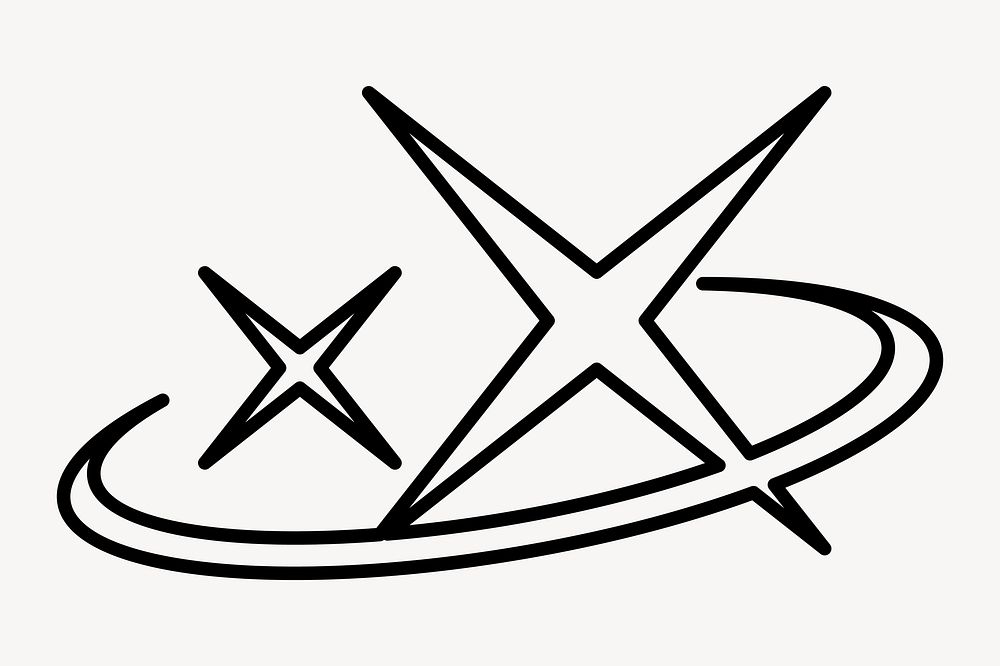 Minimalist star orbit line illustration | Free Vector Illustration ...