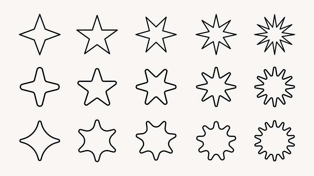 Star sparkle outline doodle set | Free Vector Illustration - rawpixel