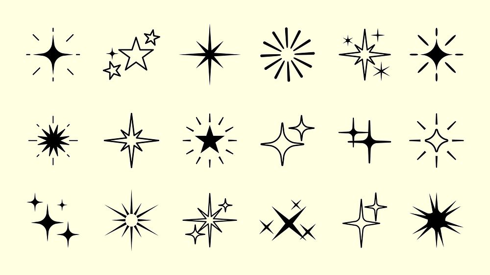 Shine star sparkle vector set. | Free Vector Illustration - rawpixel