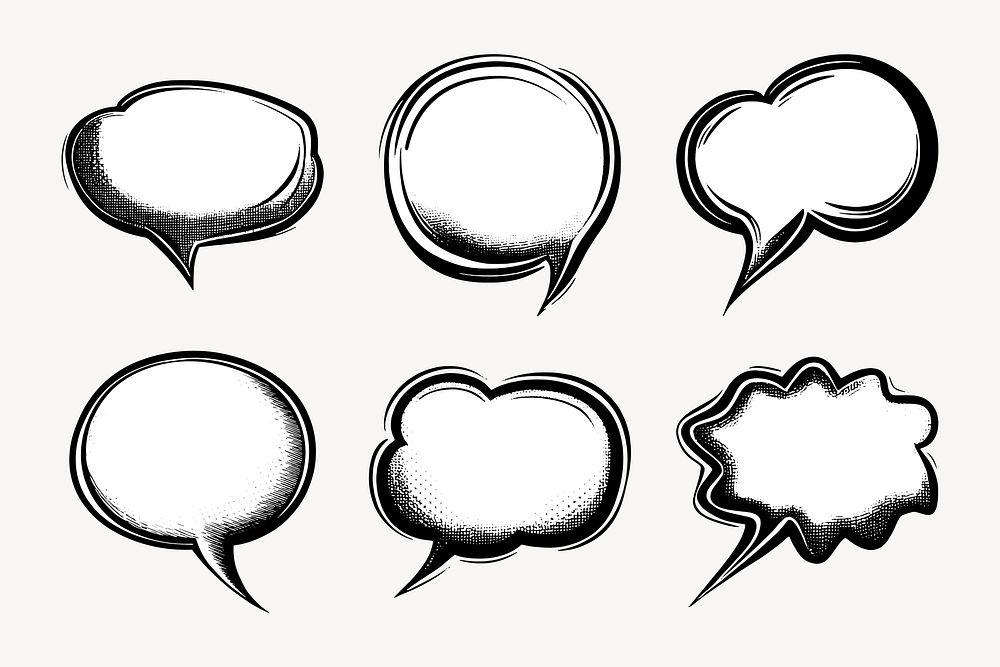 Doodle speech bubble illustration set | Premium Vector Illustration - rawpixel