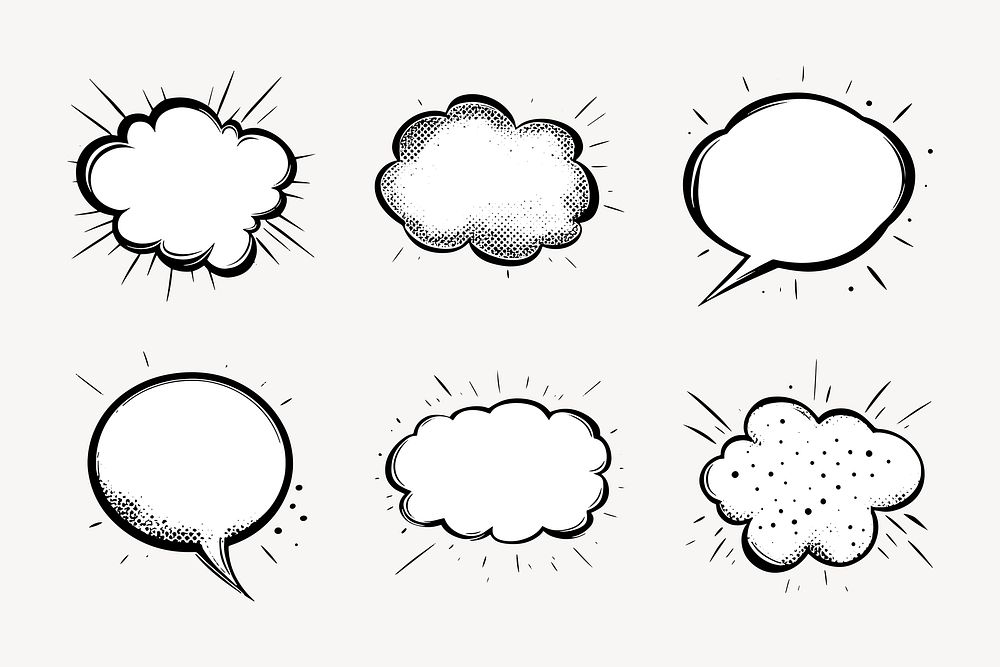 Doodle speech bubble illustration set | Premium Vector Illustration - rawpixel