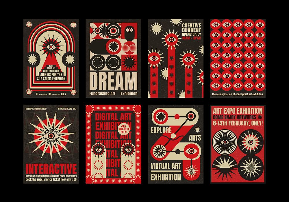 Retro art exhibition posters bold | Free Vector - rawpixel