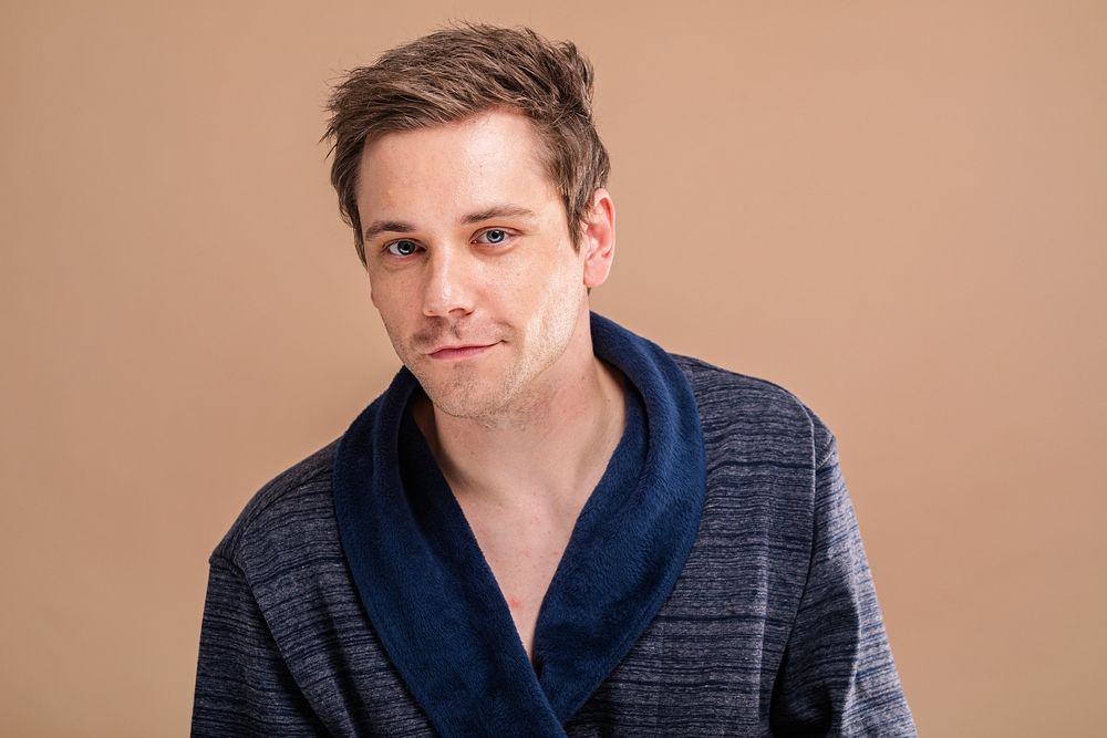 Young man cozy robe. man | Premium Photo - rawpixel