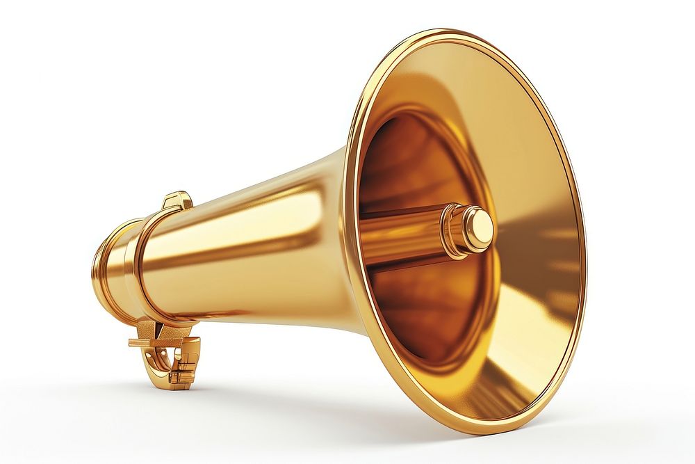 Megaphone gold white background performance | Free Photo Illustration ...