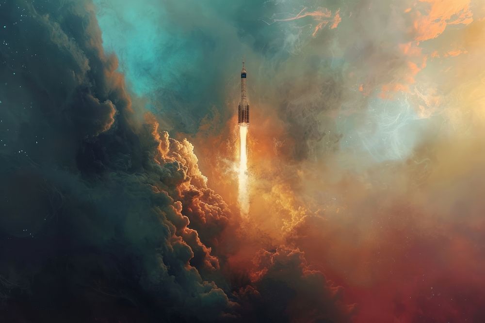 rocket going space smoke cloud | Free Photo - rawpixel