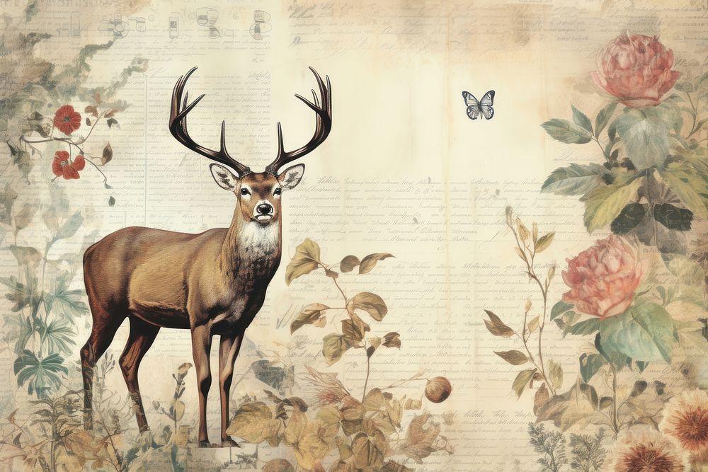 Deer border wildlife animal antler. | Premium Photo Illustration - rawpixel