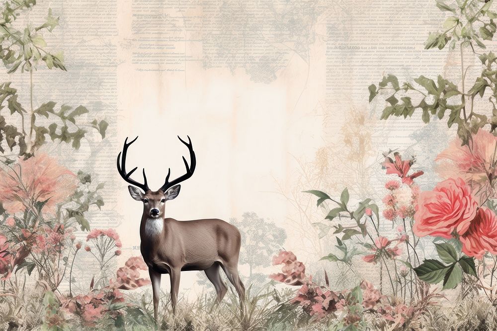 Deer border wildlife animal antler. | Premium Photo Illustration - rawpixel