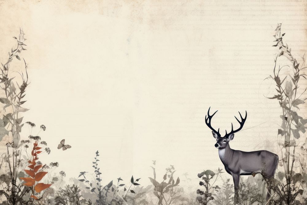 Deer border wildlife animal antler. | Premium Photo Illustration - rawpixel