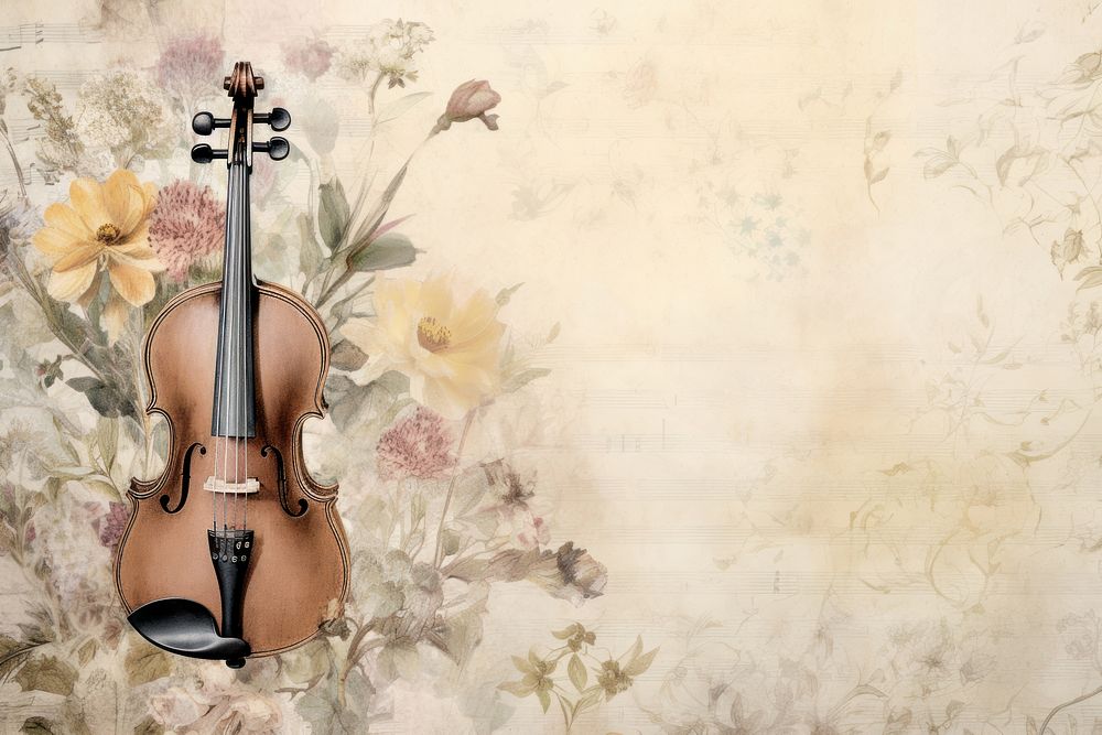 Violin and flower border cello | Premium Photo Illustration - rawpixel