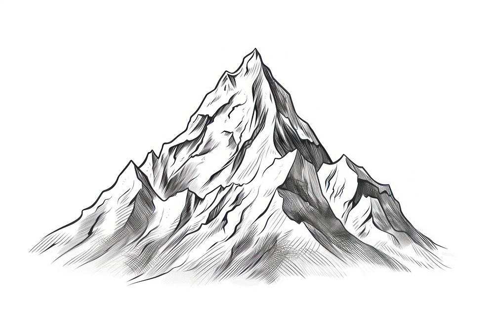 Automated mountain peak drawing nature | Free Photo Illustration - rawpixel