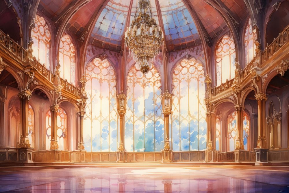 Empty royal ballroom architecture chandelier | Premium Photo ...