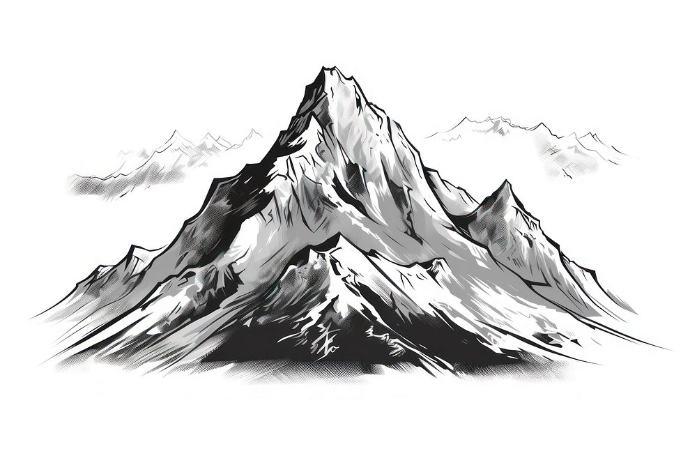 Mountain peak drawing nature sketch. | Premium Photo Illustration ...