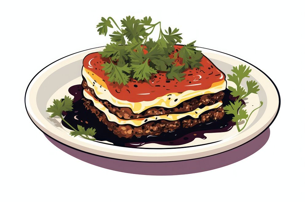 Moussaka plate herbs food. | Free Photo Illustration - rawpixel