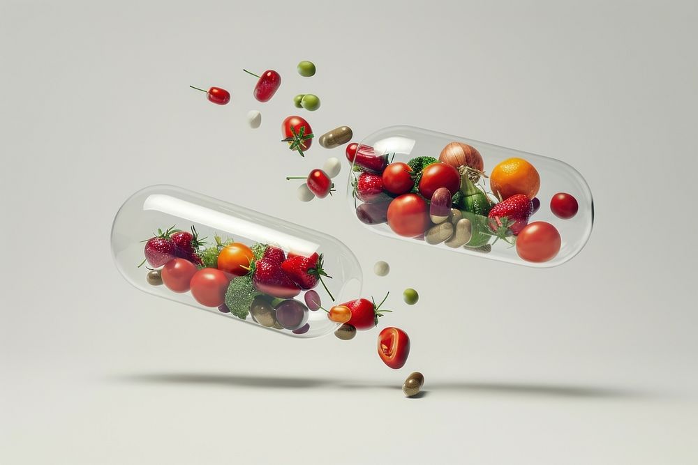 Two capsules fruits and vegetables | Premium Photo - rawpixel