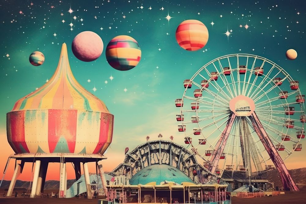 Collage Retro dreamy Amusement park | Premium Photo Illustration - rawpixel