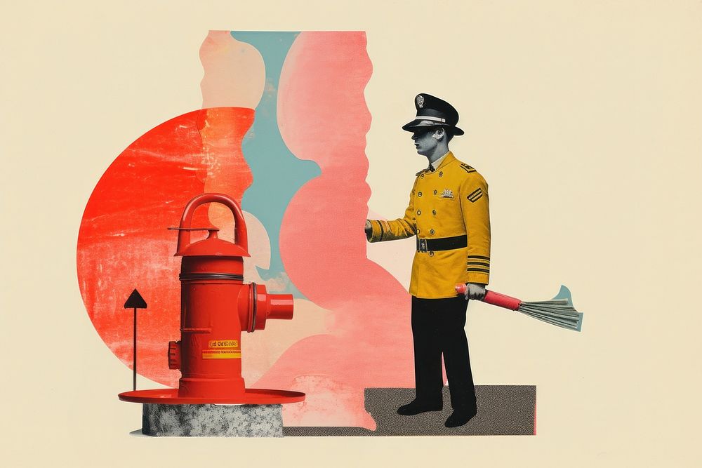 Collage Retro dreamy fireman fire | Premium Photo Illustration - rawpixel
