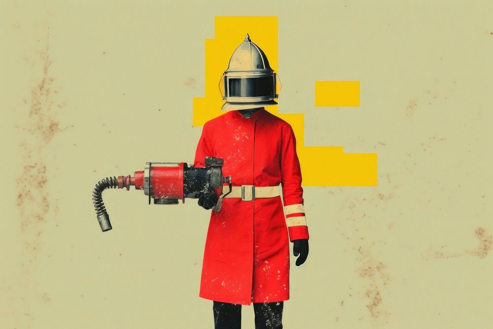 Collage Retro dreamy fireman fire | Free Photo Illustration - rawpixel