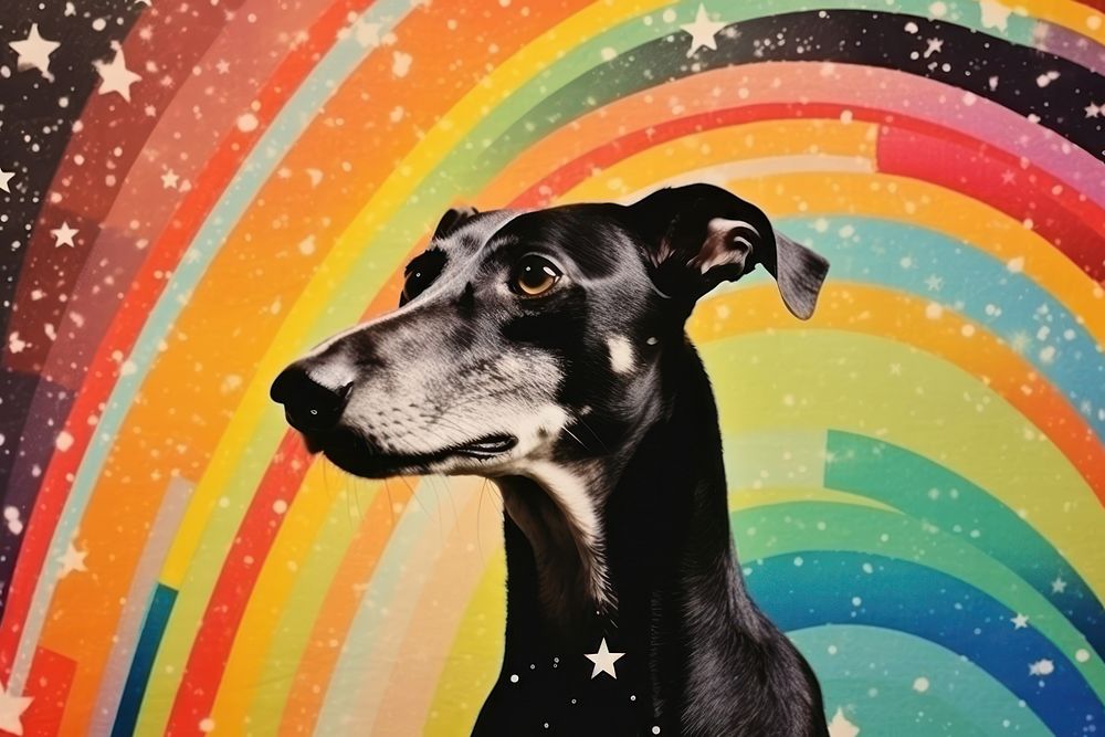 Collage Retro dreamy Greyhound greyhound | Premium Photo Illustration ...