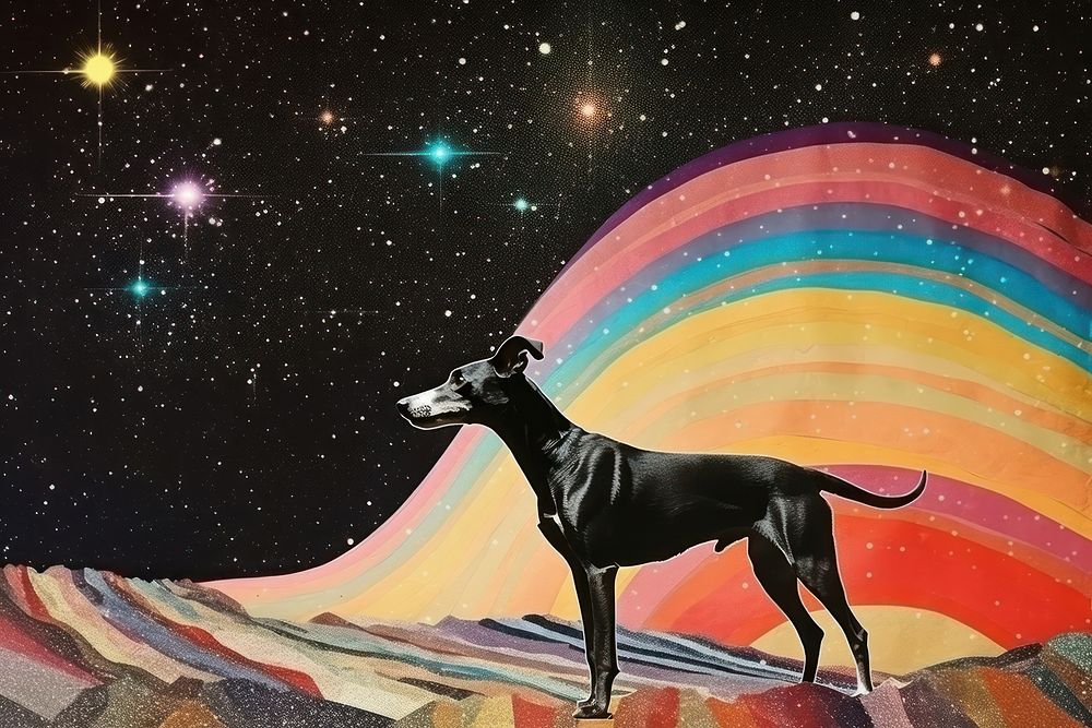 Collage Retro dreamy Greyhound greyhound | Premium Photo Illustration ...