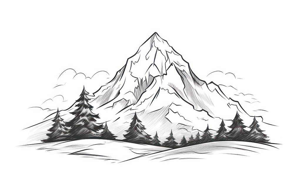 Snowy mountain peak drawing sketch | Premium Photo Illustration - rawpixel