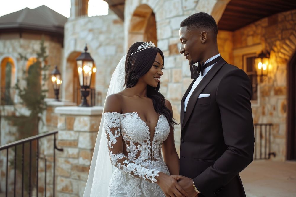Black couple wedding dress standing. | Premium Photo - rawpixel