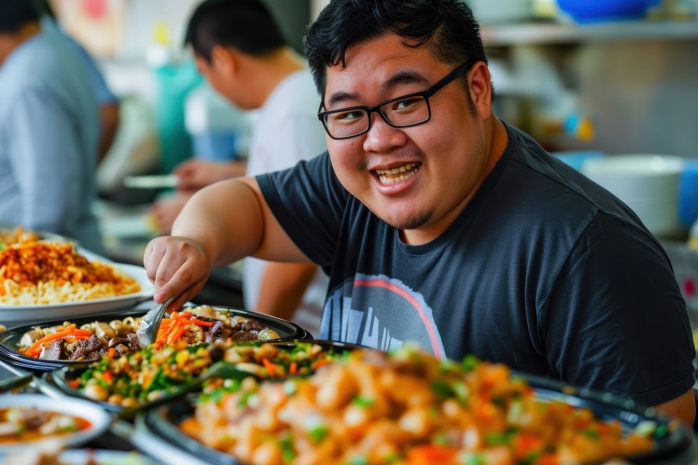 Asian chubby recording eat buffet | Free Photo - rawpixel