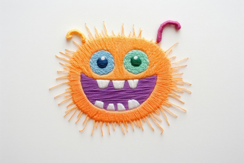 Embroidery cute monster stitch art | Free Photo - rawpixel