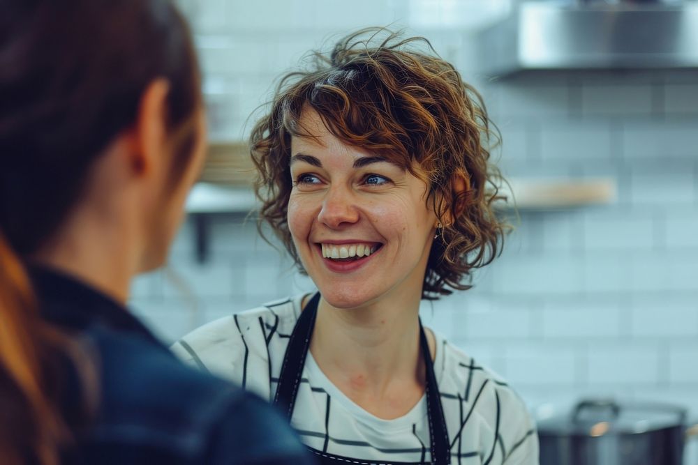 Waiter talking customer smile laughing | Free Photo - rawpixel