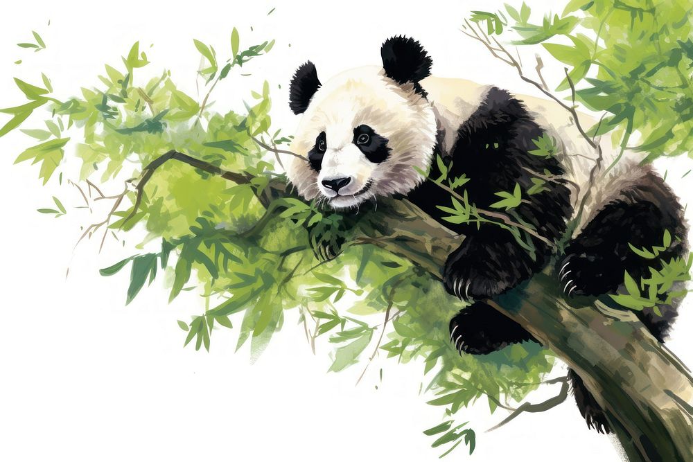 Panda climbing tree wildlife animal | Free Photo Illustration - rawpixel