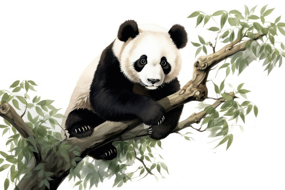 Panda climbing tree wildlife animal | Free Photo Illustration - rawpixel