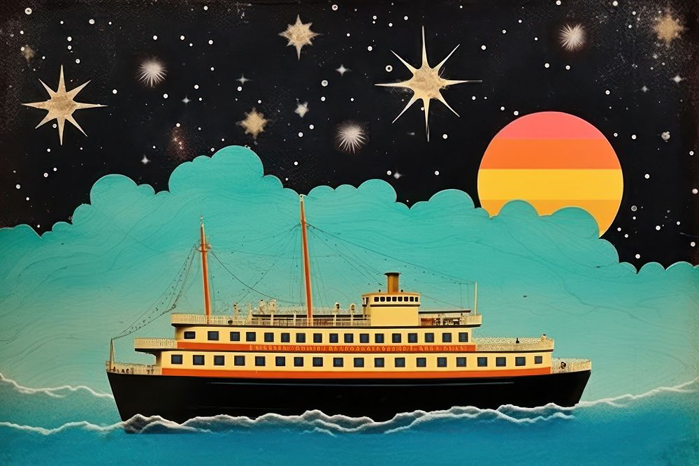 Collage Retro dreamy ship and | Premium Photo Illustration - rawpixel