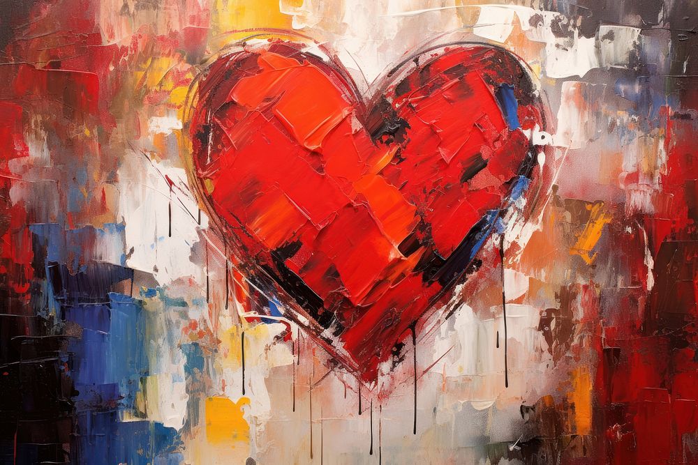 Modern art heart abstract painting | Free Photo Illustration - rawpixel