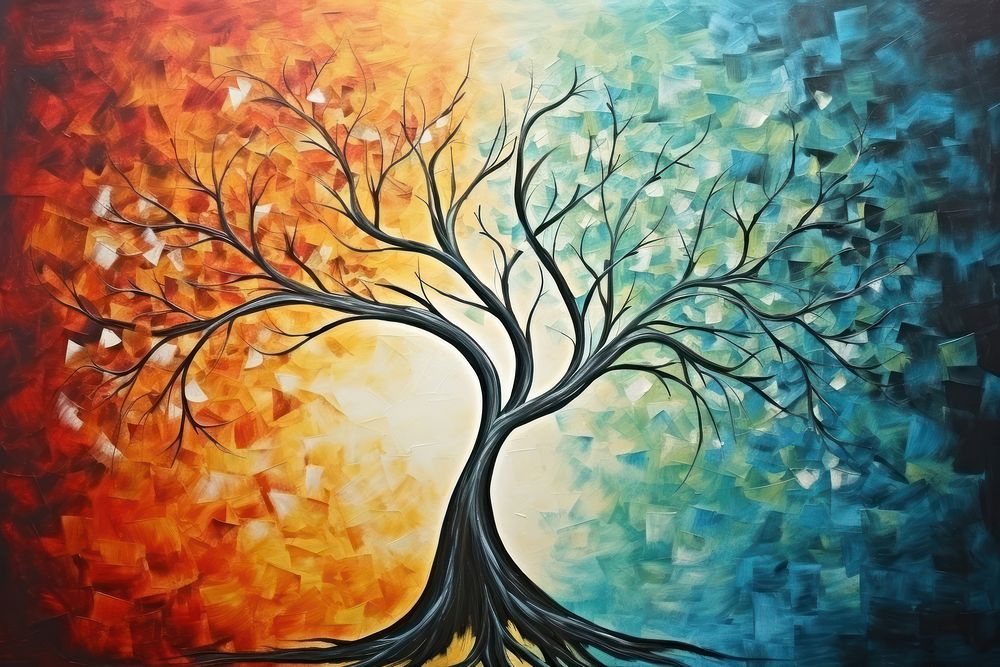 Modern art tree painting abstract | Premium Photo Illustration - rawpixel