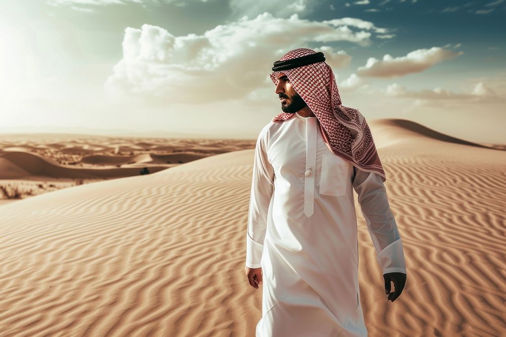 Middle Eastern Man standing desert | Free Photo - rawpixel