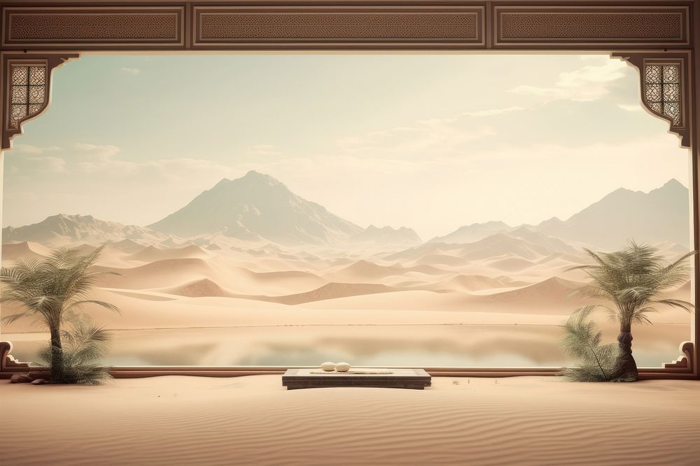 Oasis chinese Style landscape desert | Free Photo - rawpixel