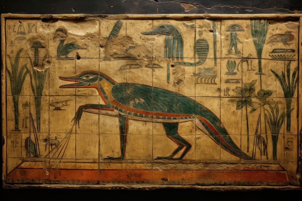 Crocodile hieroglyphic carvings painting ancient | Free Photo - rawpixel
