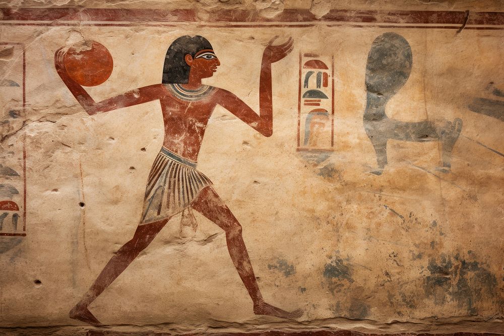Basketball hieroglyphic carvings archaeology painting | Premium Photo ...