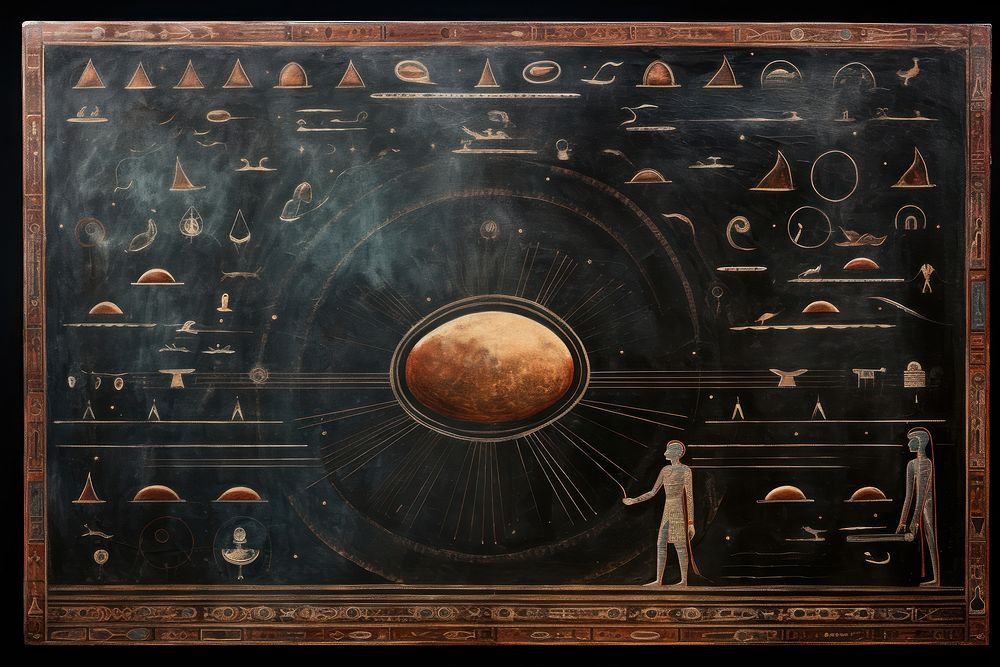 Galaxy hieroglyphic carvings blackboard painting | Free Photo - rawpixel