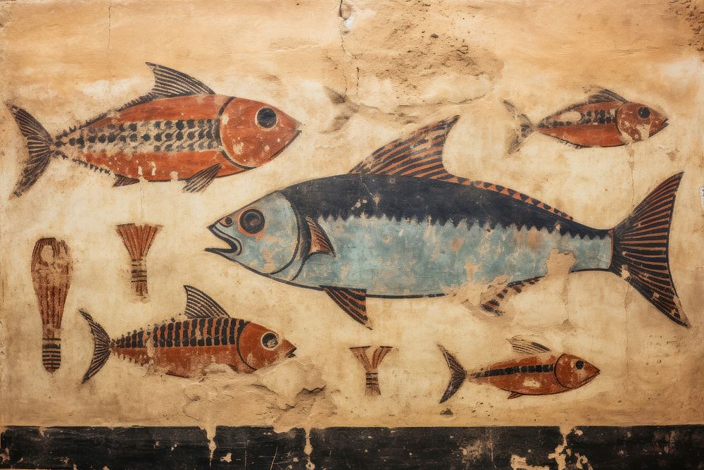 Fish hieroglyphic carvings painting fish | Free Photo - rawpixel