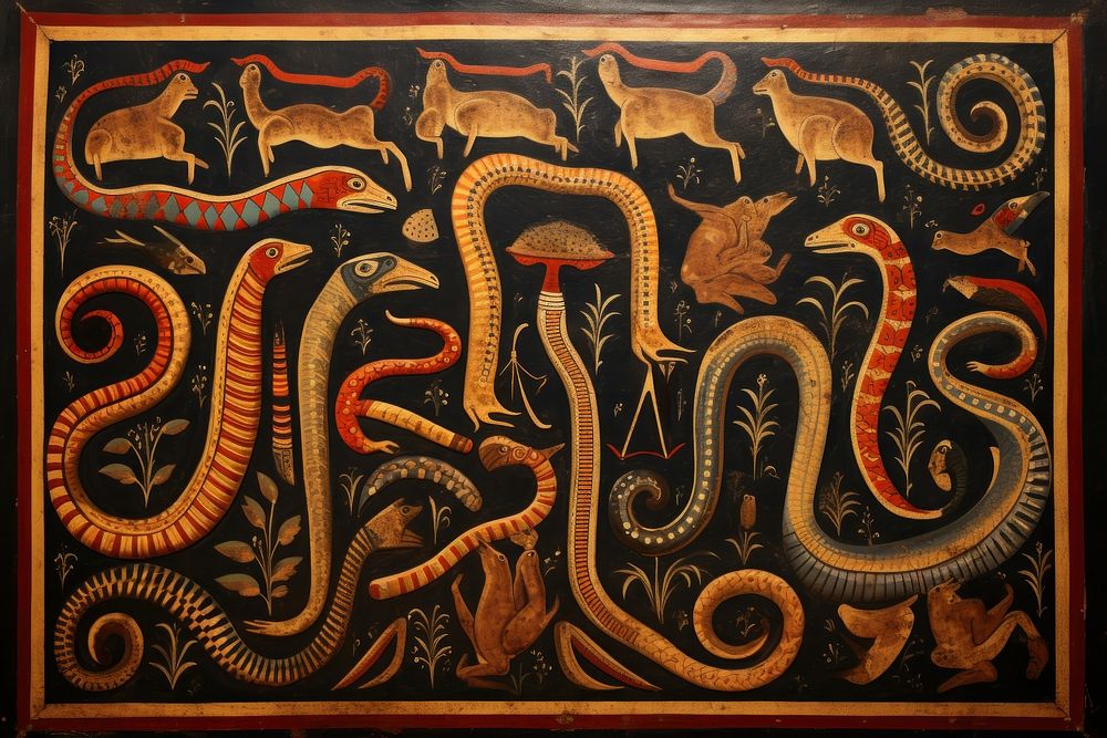 Snake hieroglyphic carvings painting art | Free Photo - rawpixel