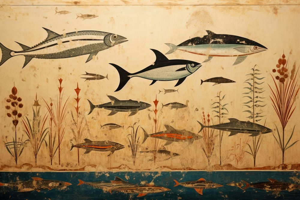 Sea hieroglyphic carvings painting animal | Premium Photo - rawpixel