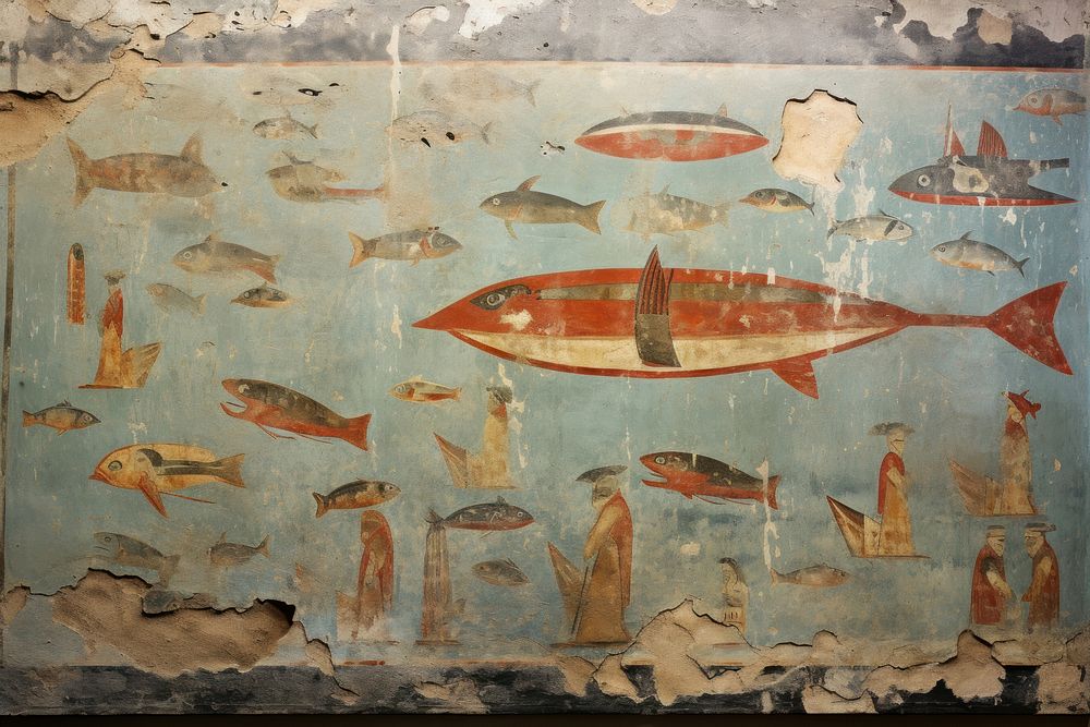 Submarine hieroglyphic carvings painting fish | Premium Photo - rawpixel