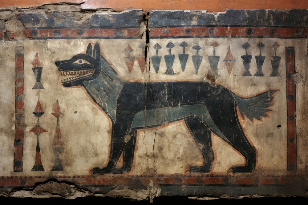 Wolf hieroglyphic carvings painting ancient | Free Photo - rawpixel