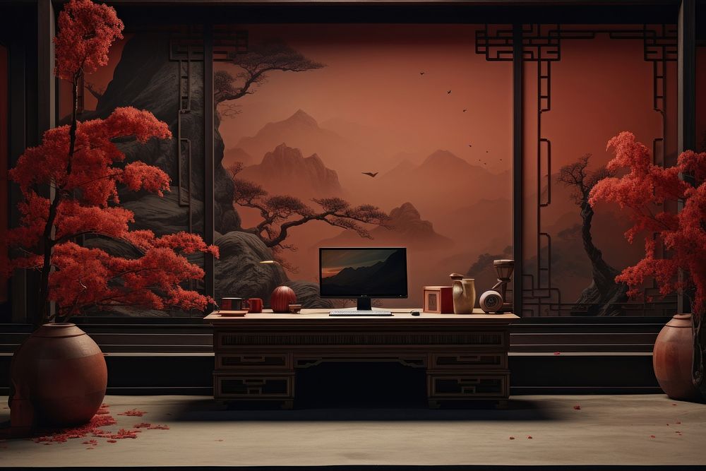 Computer chinese Style table art | Premium Photo - rawpixel