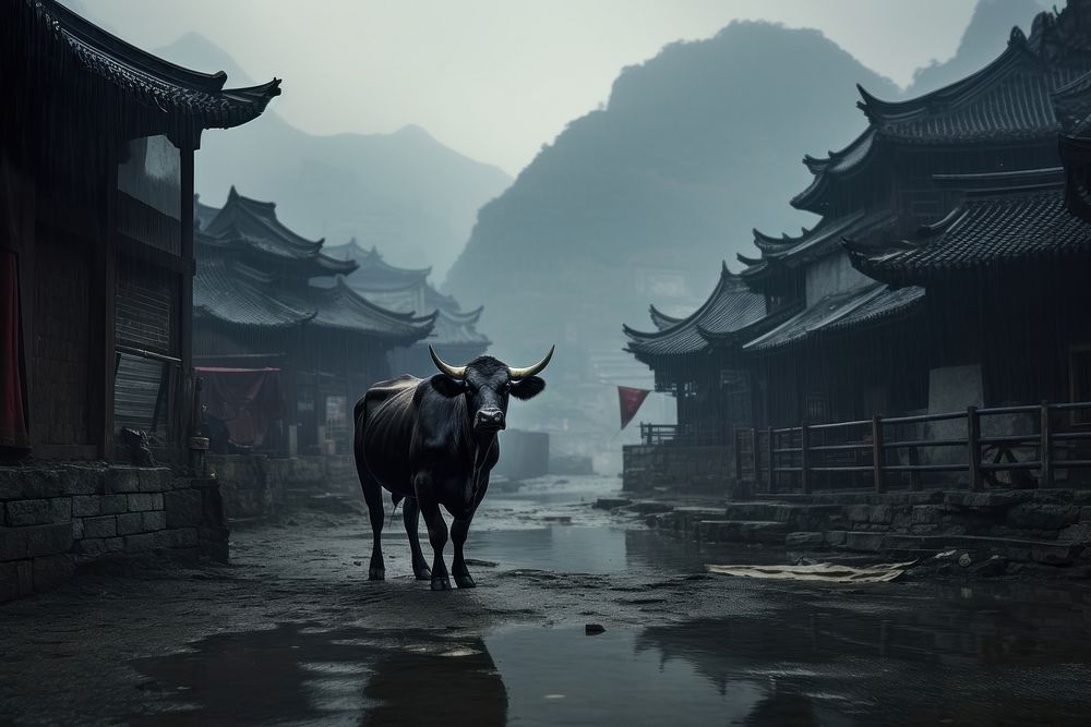 Cow chinese Style livestock outdoors | Free Photo - rawpixel