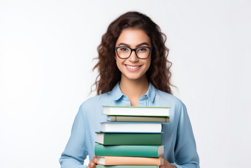 College student holding books glasses | Free Photo - rawpixel