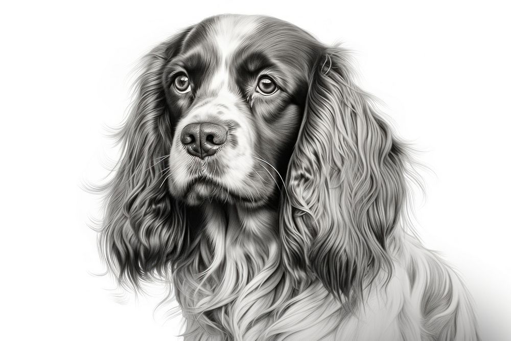 Spaniel dog spaniel drawing animal | Free Photo Illustration - rawpixel