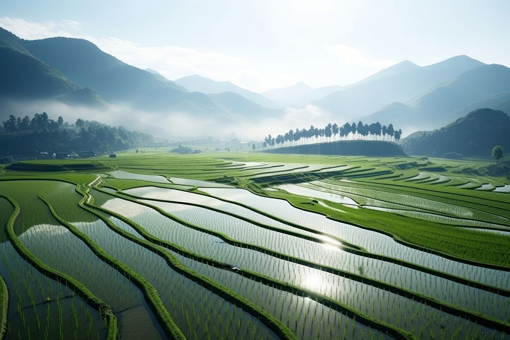 Rice field chinese Style outdoors | Free Photo - rawpixel