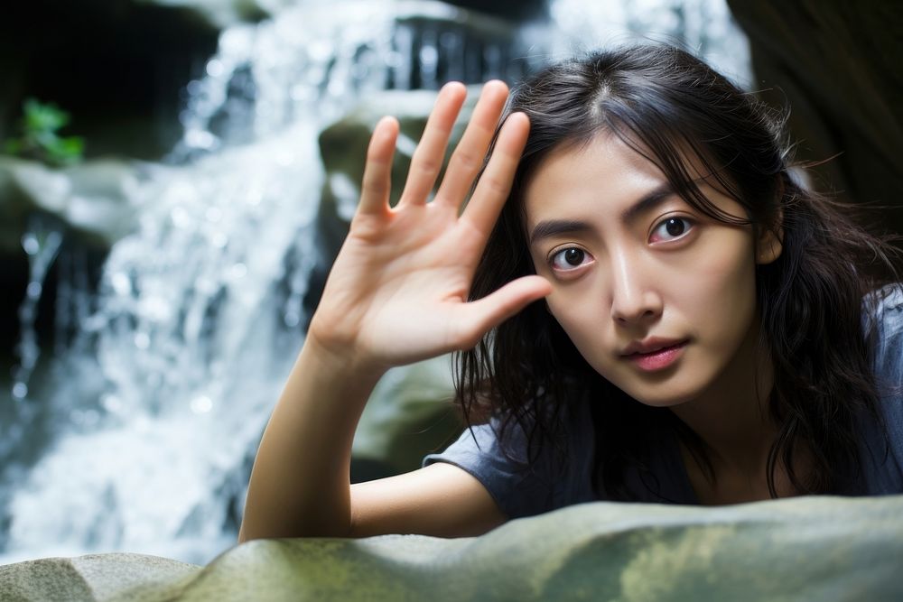 East Asian Cooling Waterfall Oasis | Free Photo - rawpixel